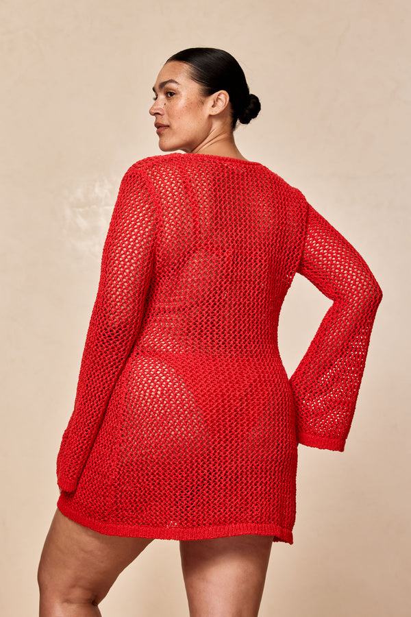 Montego Mini Dress - Chili Pepper Petit Crochet – Monday Swimwear