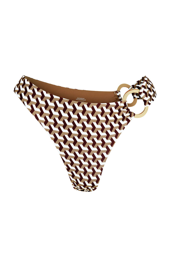 Bronte Bottom - Husk Geo – Monday Swimwear