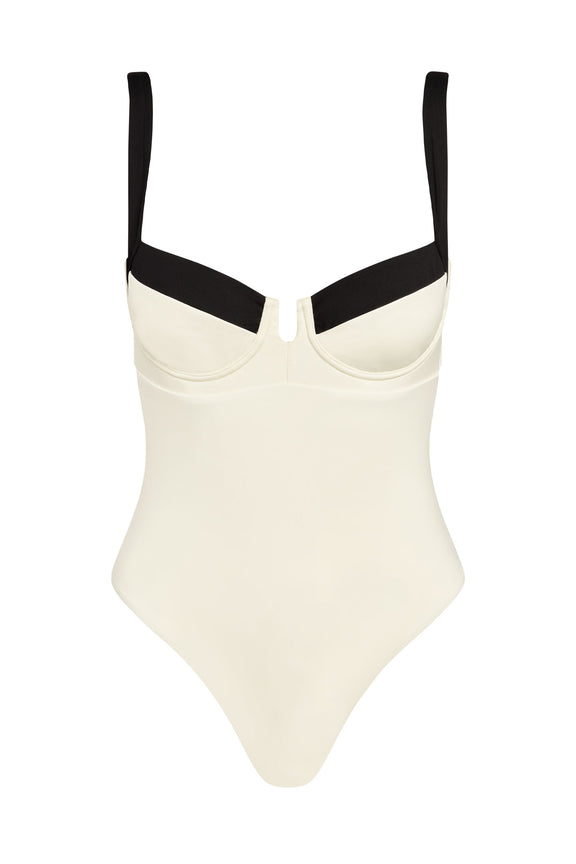 Clovelly One Piece - Ivory/Black – Monday Swimwear