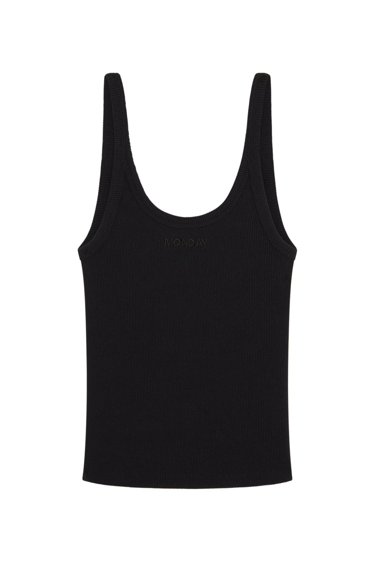Devin Tank Crop - Black Rib – Monday Swimwear