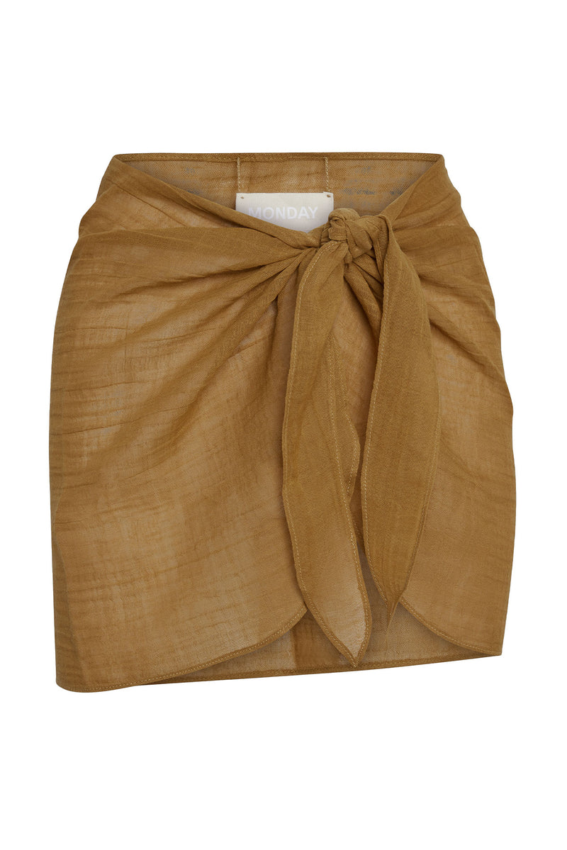 South Beach Sarong - Antique Gold Crinkle Linen – Monday Swimwear