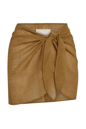 South Beach Sarong - Antique Gold Crinkle Linen – Monday Swimwear