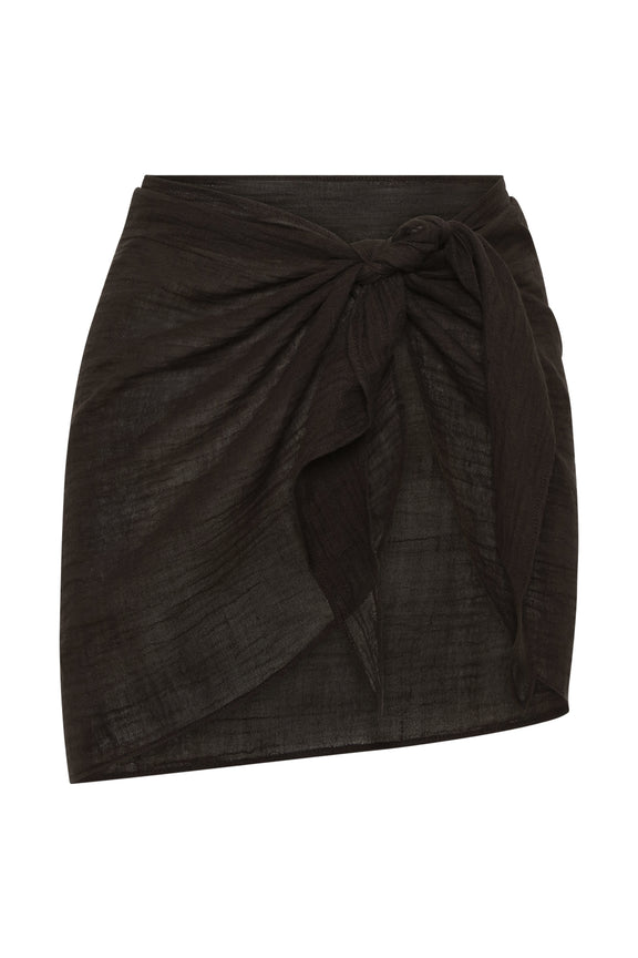 South Beach Sarong - Black Crinkle – Monday Swimwear
